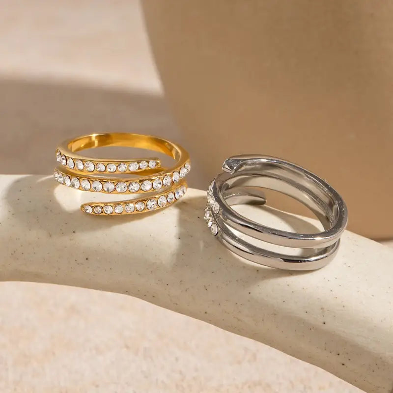 18K GOLD MULTI-LAYER DIAMOND DESIGN RING - THEORA & CO – Theora & Co