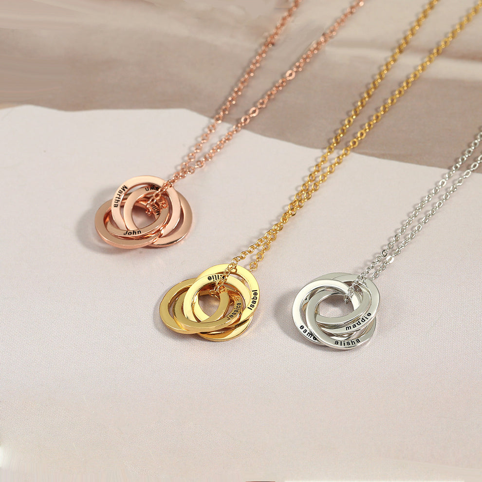 Custom Three‑Circle Interlocking Name Necklace – Light Luxury Pendant ...