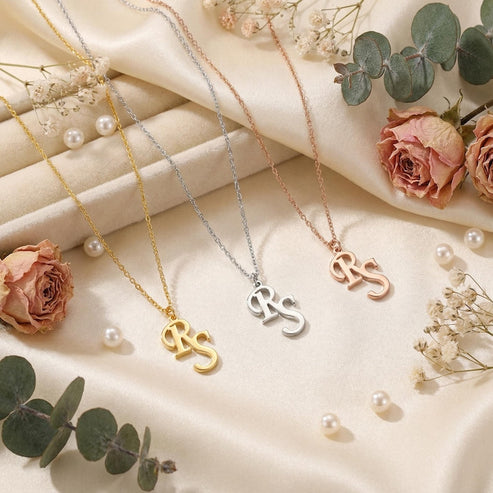 Personalised Double Initial Necklace – Custom Letter – Theora & Co